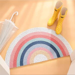 zeeinx welcome door mat rainbow doormat half round area rug cute rainbow printing door mat outdoor non slip absorbent floor mat entrance doormat for patio,home,classroom,17.7"x35.4"-rainbow