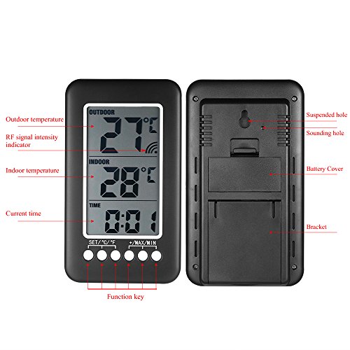 Indoor Outdoor Thermometer, LCD ℃/℉ Wireless Digital Thermometer with 200ft/100m Range Temperature Sensor