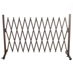 TECSPACE Aluminum Expandable Garden Fence, Portable Barricade Gate with Casters, Expansion Size 126×15.2×40.6 inches, Flexible Fence Mobile Barricade Safety Barrier, Pet Fence Gate Adjustable