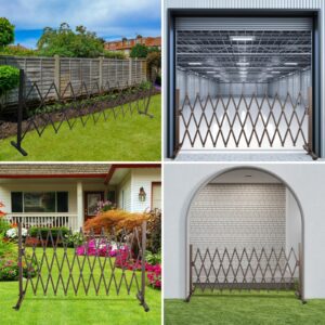 TECSPACE Aluminum Expandable Garden Fence, Portable Barricade Gate with Casters, Expansion Size 126×15.2×40.6 inches, Flexible Fence Mobile Barricade Safety Barrier, Pet Fence Gate Adjustable