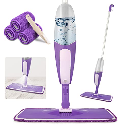 Spray Mop for Floor Cleaning - SEVENMAX Microfiber Floor Mop with 550ML Refillable Bottle 3 Washable Pads Kitchen Dry Wet Flat Dust Mop for Cleaning Hardwood Laminate Wood Ceramic Marble Tile Floors