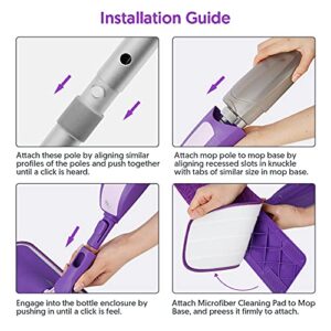 Spray Mop for Floor Cleaning - SEVENMAX Microfiber Floor Mop with 550ML Refillable Bottle 3 Washable Pads Kitchen Dry Wet Flat Dust Mop for Cleaning Hardwood Laminate Wood Ceramic Marble Tile Floors