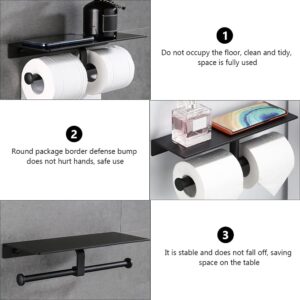 Cabilock 1pc Tissue Rack Toilet Paper Shelf Toilet Paper Stand Bathroom Wall Rack Black Towel Holder Wall Towel Rack Vintage Toilet Paper Holder Toilet Accessory Wall Mount Space Aluminum