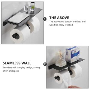 Cabilock 1pc Tissue Rack Toilet Paper Shelf Toilet Paper Stand Bathroom Wall Rack Black Towel Holder Wall Towel Rack Vintage Toilet Paper Holder Toilet Accessory Wall Mount Space Aluminum