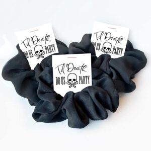 Til Death Do Us Party Gothic Bachelorette Favors, Hair Scrunchies, Halloween Bridal Shower, Bridesmaid Gift - 6 Pack