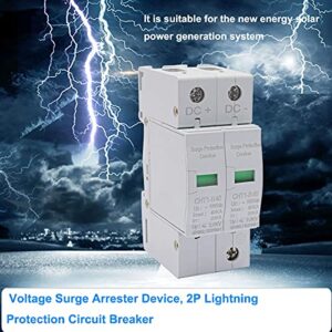 smseace Lightning Protector Voltage Surge Arrester Device, 2P Lightning Protection Circuit Breaker, 2.0KV (2P 40KA), Low-Voltage Lightning Arrester Photovoltaic Charge Controller CHT1-B40