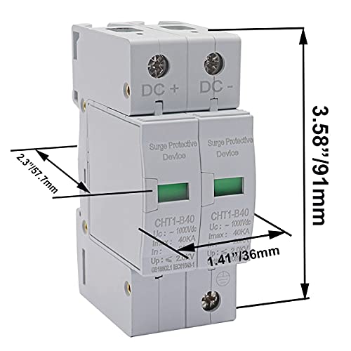 smseace Lightning Protector Voltage Surge Arrester Device, 2P Lightning Protection Circuit Breaker, 2.0KV (2P 40KA), Low-Voltage Lightning Arrester Photovoltaic Charge Controller CHT1-B40