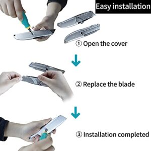 Retractable Utility Knife 2 Pack, Auto-Lock SK5 Box Cutter, Heavy Duty Carpet Cutter, Ergonomic Comfort Grip Razor Knife Utility