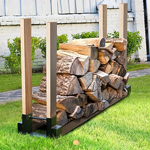 Ohuhu Firewood Rack Brackets with Screws, 2-Pack Fire Wood Racks Adjustable to Any Length, DIY Firewood Shed Log Holders for Firewood Storage Outdoor & Indoor Heavy Duty Metal Fire Log Stacking Rack