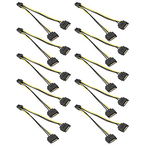 Connectors Computer Cable Sleeve Internal Computer Cables SATA Cables Dual 15 Pin Power Cable to 6 Pin PCIE SATA Y‑Cable for