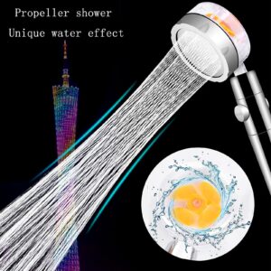 Propeller Turbo Fan 360 Spinning High Pressure Hydro Jet Shower Head - Easy Install Vortex Propeller Driven Spa Shower Heads With Filter (Bule)