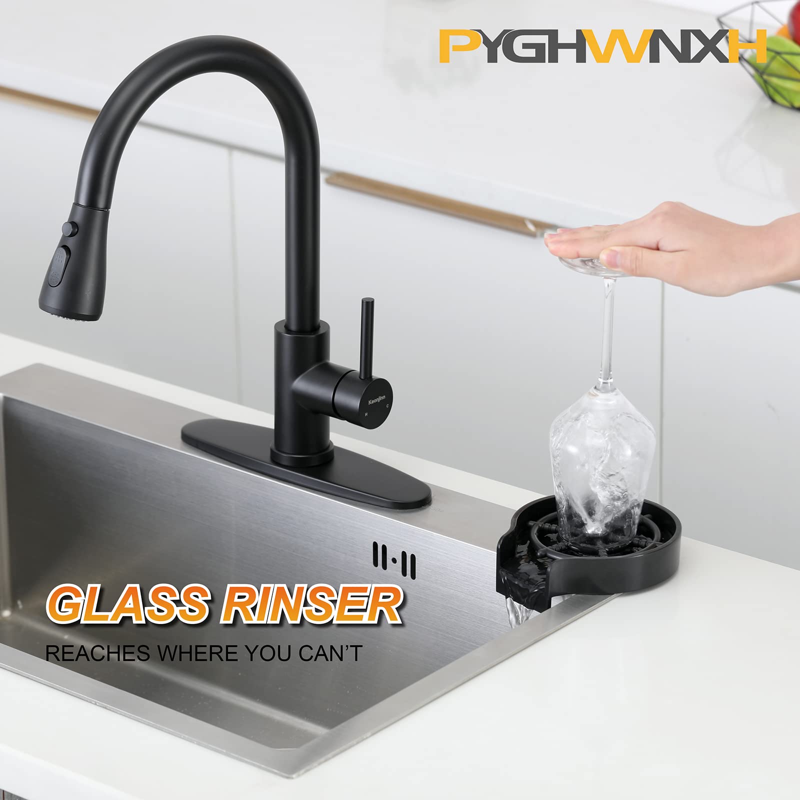 PYGHWNXH Glass Rinser,Kitchen Aink Faucet Bottle Washer, Cleaner Accessories,Quick Rinser for Baby Bottle,Bar Glass Rinser,Kitchen Sink Automatic Flushing Device