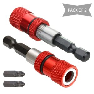 Saipe 2pcs Adjustable Screw Depth Screwdriver Bit Holder Magnetic Steel Screwdriver Drywall Bit 1/4 Inch Hex Shank with S2 Phillips 2 Screw Driver Bits