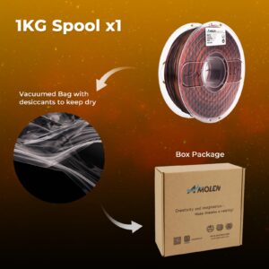 AMOLEN PLA 3D Printer Filament, PLA Filament 1.75mm Silk Black Shiny Red Gold Filament, 3D Printing Filament 1KG/2.2lb