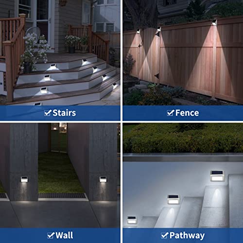 SEABLE Solar Step Lights, Outdoor Step Lights Waterproof LED Solar Lights for Steps, Stainless Steel Stair Lights for Garden Yard Patio Deck(Cool White Light 10-Pack)