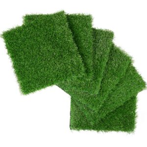 xlx turf 6 pack artificial grass square mats, 12"x12" green fake grass turf tiles table decor placemats party, patio, diy crafts