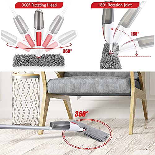 Spray Mop Double-Sided for Floor Cleaning,Wet and Dry Mop with 3 Microfiber Mop Pads and 550ML Refillable Bottle, Suitable for Tile Laminate Hardwood Floor Cleaning-Send 1 Scraper