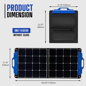 ATEM POWER 100W Portable Solar Panel Foldable Monocrystalline Solar Panel with Adjustable Kickstand Efficient Charge for 12V Battery Power Station for RV Overland Marine Outdoor Camping