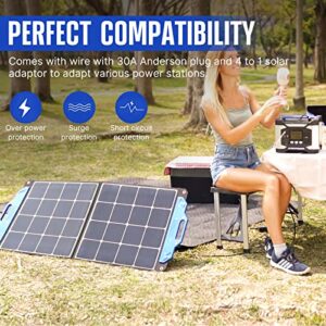 ATEM POWER 100W Portable Solar Panel Foldable Monocrystalline Solar Panel with Adjustable Kickstand Efficient Charge for 12V Battery Power Station for RV Overland Marine Outdoor Camping