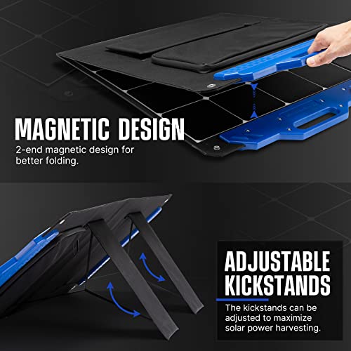 ATEM POWER 100W Portable Solar Panel Foldable Monocrystalline Solar Panel with Adjustable Kickstand Efficient Charge for 12V Battery Power Station for RV Overland Marine Outdoor Camping