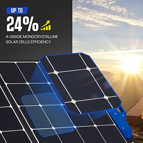 ATEM POWER 100W Portable Solar Panel Foldable Monocrystalline Solar Panel with Adjustable Kickstand Efficient Charge for 12V Battery Power Station for RV Overland Marine Outdoor Camping