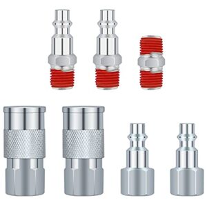 creallr air coupler and plug kit, 1/4 inch npt air fittings industrial type, quick connect air fittings, air compressor accessories kit (7-piece)