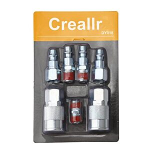 Creallr Air Coupler and Plug Kit, 1/4 Inch NPT Air Fittings Industrial Type, Quick Connect Air Fittings, Air Compressor Accessories Kit (7-Piece)