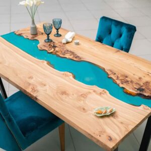 Epoxy Table, Live Edge Wooden Table, Epoxy Resin River Table, Natural Wood,Dining table, Natural Epoxy Table, Resin Table 42x24 inch