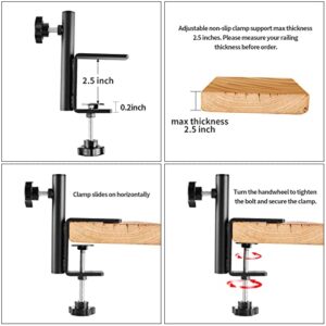 ULIOK 2 Pack Heavy Duty Fence Deck Hook 31 Inch for Bird Feeder-Extended-Adjustable-360 Degree Rotary-Solid Rod Plant Bracket Hanging Hooks for Planters, Suet Baskets, Lanterns, Wind Chime,Unassembled