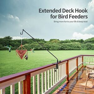 ULIOK 2 Pack Heavy Duty Fence Deck Hook 31 Inch for Bird Feeder-Extended-Adjustable-360 Degree Rotary-Solid Rod Plant Bracket Hanging Hooks for Planters, Suet Baskets, Lanterns, Wind Chime,Unassembled