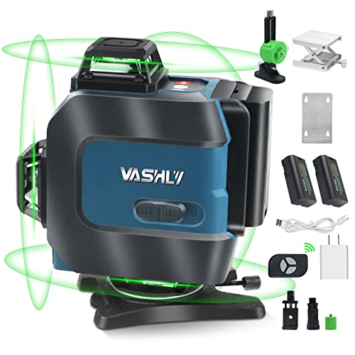 Vashly Laser Level, 16 Line Green Laser Level Self Leveling, 4 x 360° Cross Line Lazer Level Tool with Horizontal and Vertical Lines, Remote Controller, Rotating Stand, Portable Bag Outdoor Indoor