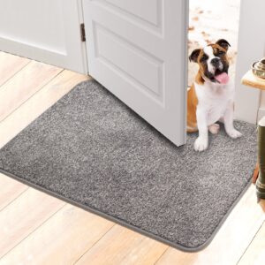 walensee indoor doormat, front door mat for entrance (20"x32" light grey) machine washable entryway rug non slip dirt trapper door rugs absorbent low profile shoes scraper inside floor mats