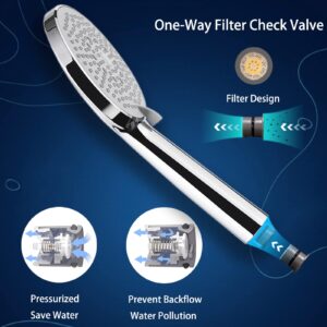 High Pressure Shower Head with Hose,removable Power Showerhead with Handheld 6 Spray Setting,Big Large Adjustable Powerful Shower Wand for Low Water Pressure with On Off Switch Bracket Teflon Tape