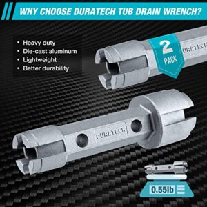 DURATECH 2-Pack Tub Drain Remover Wrench, Tub Dual Ended Drain Wrench, Aluminum Alloy Wrench for Bath drains, Shower Drains and Closet Spuds