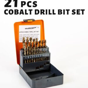 INTOO Hss Cobalt Drill Bits Set 21PCS Triangle Shank,Industry Drill bits with Golden Ratio Tip,