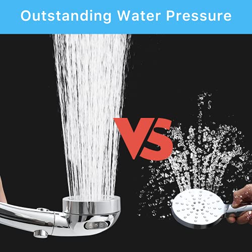 Elesunory Hand Shower, Rv Shower Head include 59 Inch Hose and Bracket, Removable Shower Head with 3 Settings Water Saving High Pressure Handheld Spray Head, Silver