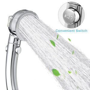 Elesunory Hand Shower, Rv Shower Head include 59 Inch Hose and Bracket, Removable Shower Head with 3 Settings Water Saving High Pressure Handheld Spray Head, Silver