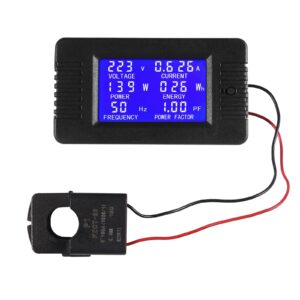 ac digital meter, ac 80-260v 100a lcd display digital current voltage power energy frequency power factor multimeter ammeter voltmeter 100a(split core current transformer)