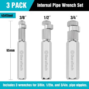 DURATECH Internal Pipe Wrench Set, Pipe Nipple Extractor Set, 3-Piece, 3/8",1/2" and 3/4" Pipe Capacities, Organizer Pouch Included