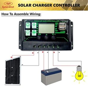 30W Solar Trickle Charger Maintainer "Full Circuit" Higher Efficiency 12V PV Panel with Latest "10" Amps 12V/ 24V (MPPT+PWM) Easy Plug & Play. Suitable for acided batterys.