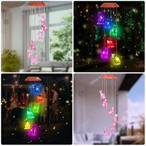 Cat Solar Wind Chimes Light,Solar Cat Wind Chimes for Outside,Cat Solar Light Gifts Women Birthday/Thanksgiving/Christmas,Solar Cat Chimes Garden Decor