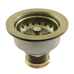 kingston brass k112ab tacoma kitchen sink basket strainer, antique brass 4.44 x 4.44 x 3.81