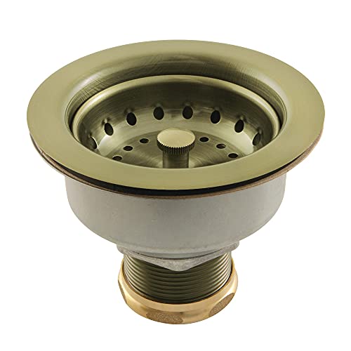 Kingston Brass K112AB Tacoma Kitchen Sink Basket Strainer, Antique Brass 4.44 x 4.44 x 3.81