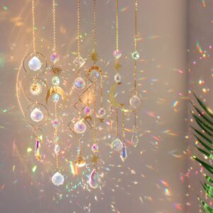 6pieces colorful crystals suncatcher hanging sun catcher with chain pendant ornament crystal balls for window home garden christmas day party wedding decoration