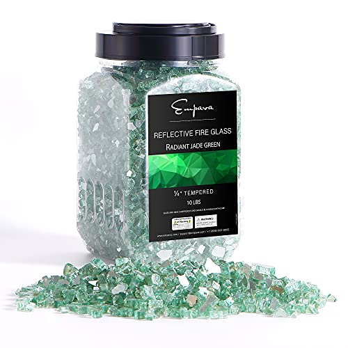 Empava 10 lbs. 1/4-in Reflective Tempered Glass for Gas Fire Pit, Radiant Jade Green