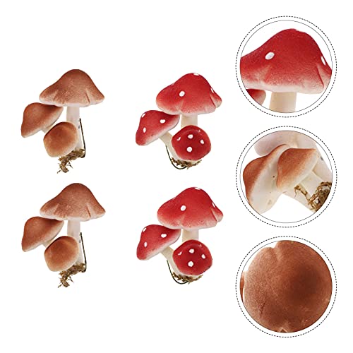 Angoily Outdoor Decor 4pcs Miniature Mushroom Figurines Foam Mushroom Sculptures Miniatures Bonsai Figures for DIY Craft Micro Landscape Decoration 8cm Car Decor