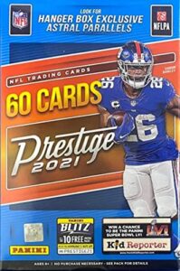 2021 prestige nfl football hanger box 60 cards. exclusive astral parallel cards