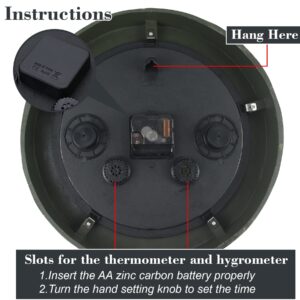 DORBOKER Outdoor Clock Thermometer and Hygrometer Combo, 14 Inch, Gray Slate, Unisex