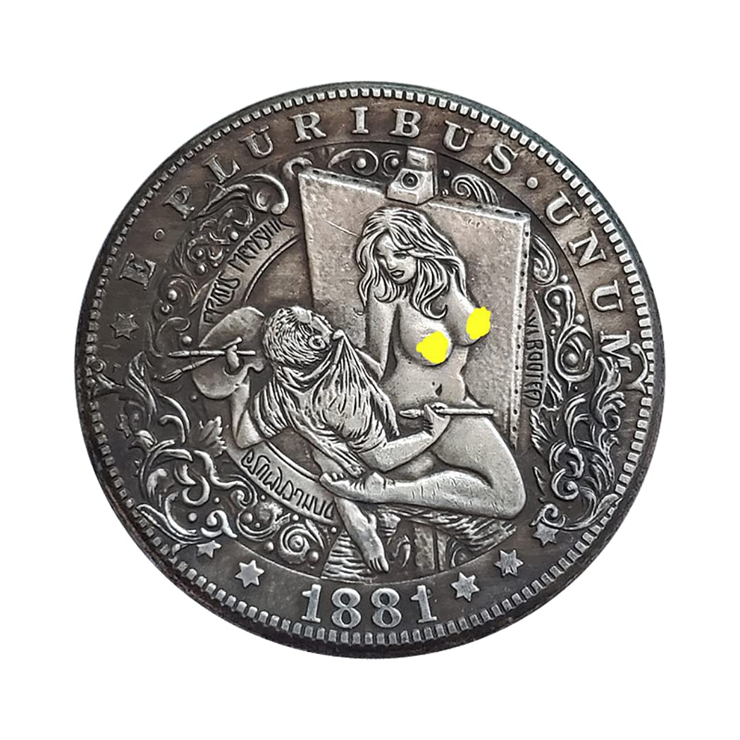 Kocreat Copy 1881 U.S Hobo Coin - Painters and Girls Silver Plated Replica Morgan Dollar Souvenir Coin Challenge Coin Lucky Coin