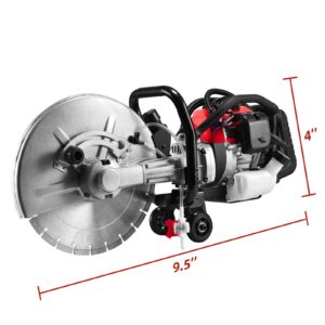 1300W Concrete Saw, JACKCHEN 14 in Gas Powered Cut Off Saw with EPA, 2 Stroke Gasoline Circular Saw, Ideal for Cutting Concrete, Stone